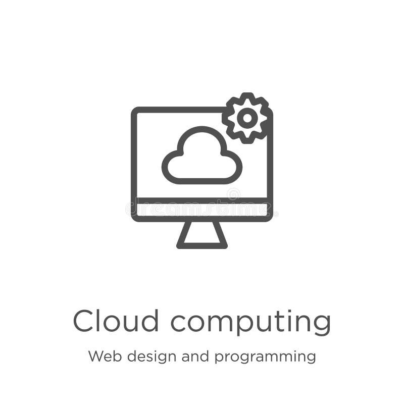 Cloud Computing Icon Vector from Web Design and Programming Collection. Thin Line Cloud ...