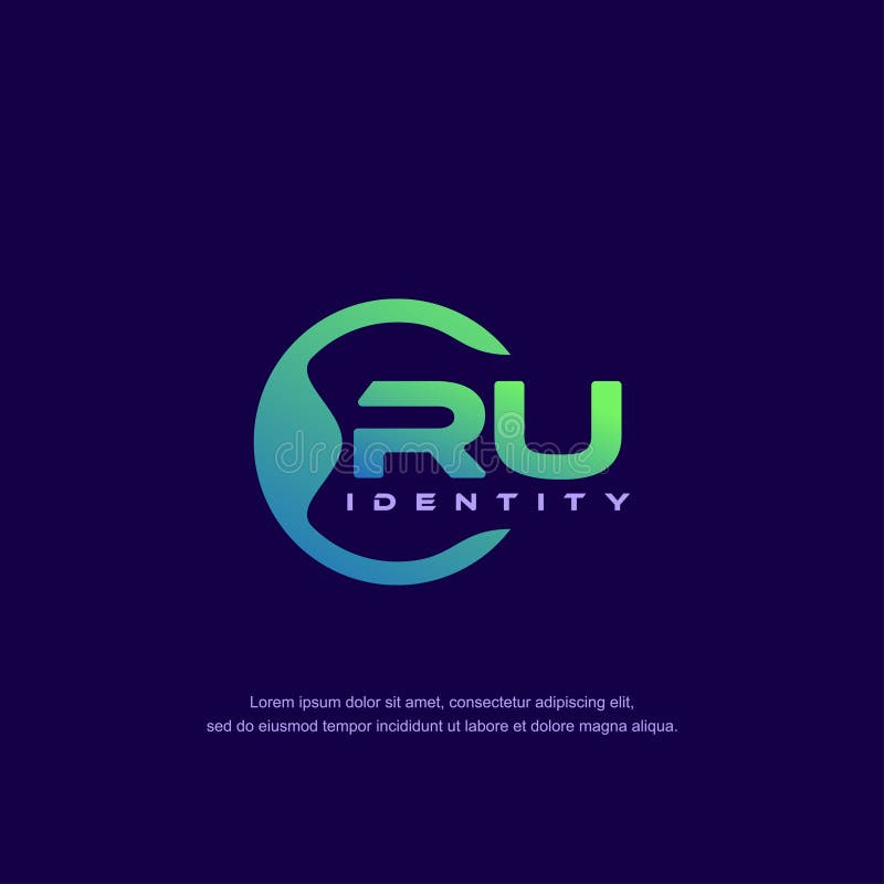 Vetor De Modelo De Logotipo De Linha Circular De Letra Inicial Ru Com ...