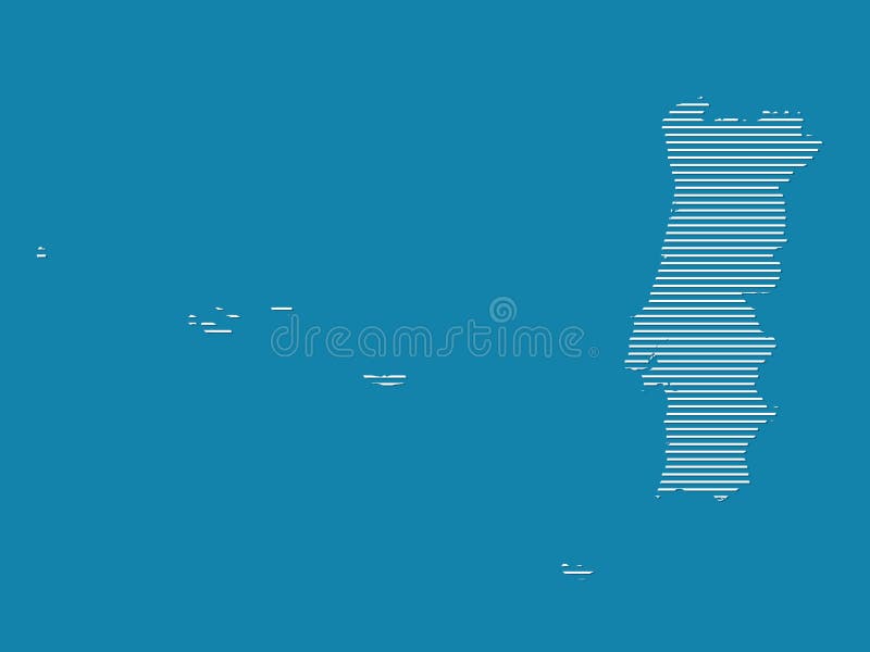 Vetor Do Mapa De Portugal Com Linhas Retas Simples No Fundo Azul ...
