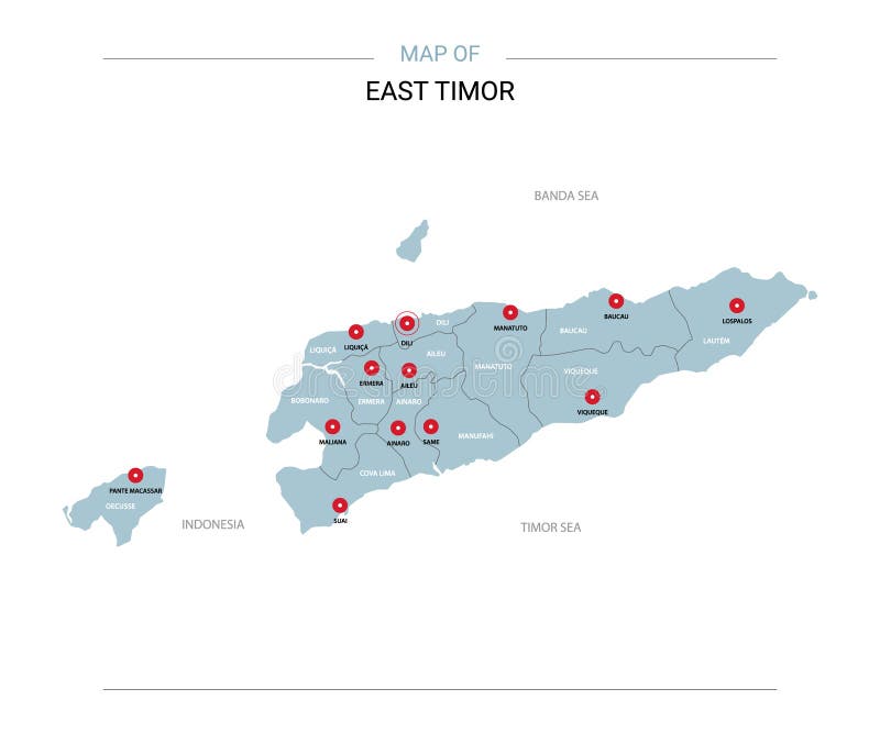 Vetor Do Mapa De Timor-Leste Com Pino Vermelho Ilustração do Vetor ...