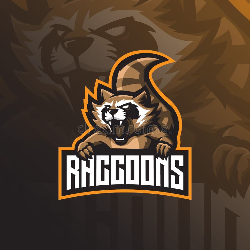 Vetor Do Projeto Do Logotipo Da Mascote Do Guaxinim Ilustração Do Vetor