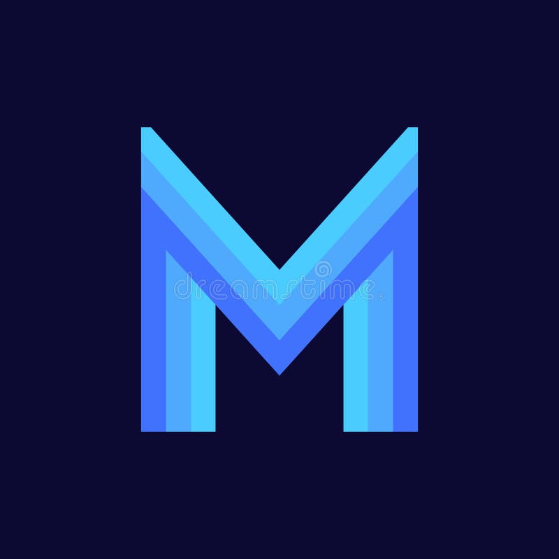 Vetor Logo Letter M Blue Glowing Ilustração do Vetor - Ilustração de ...