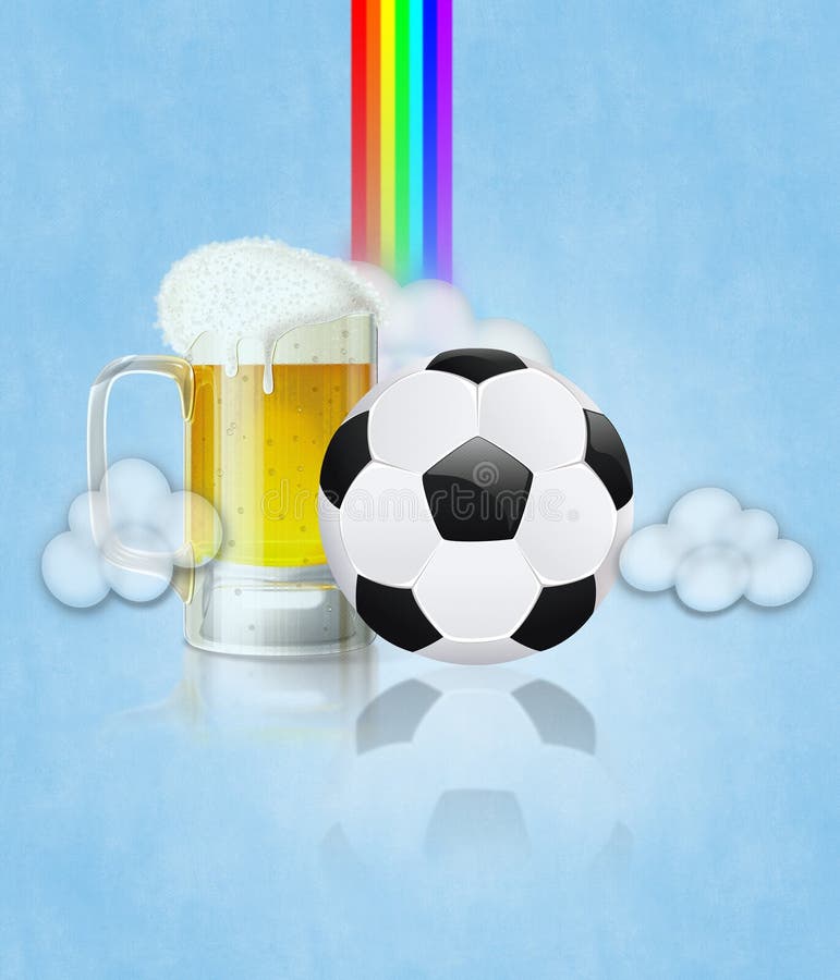 Vetro E Pallone Da Calcio Di Birra Illustrazione di Stock ...