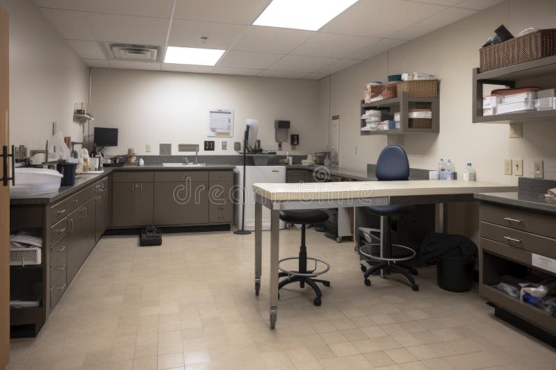 Vets Office with Examination Table, Medical Instruments, and ...