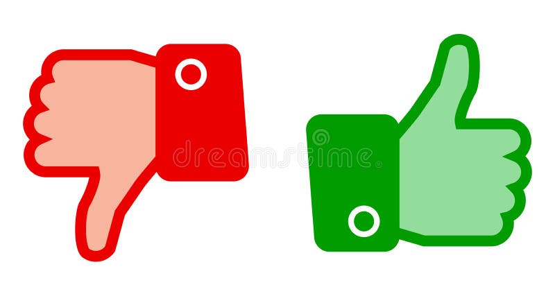 Vettore Alto E Rosso Del Pollice Verde Del Pollice Giù - Immagine ...