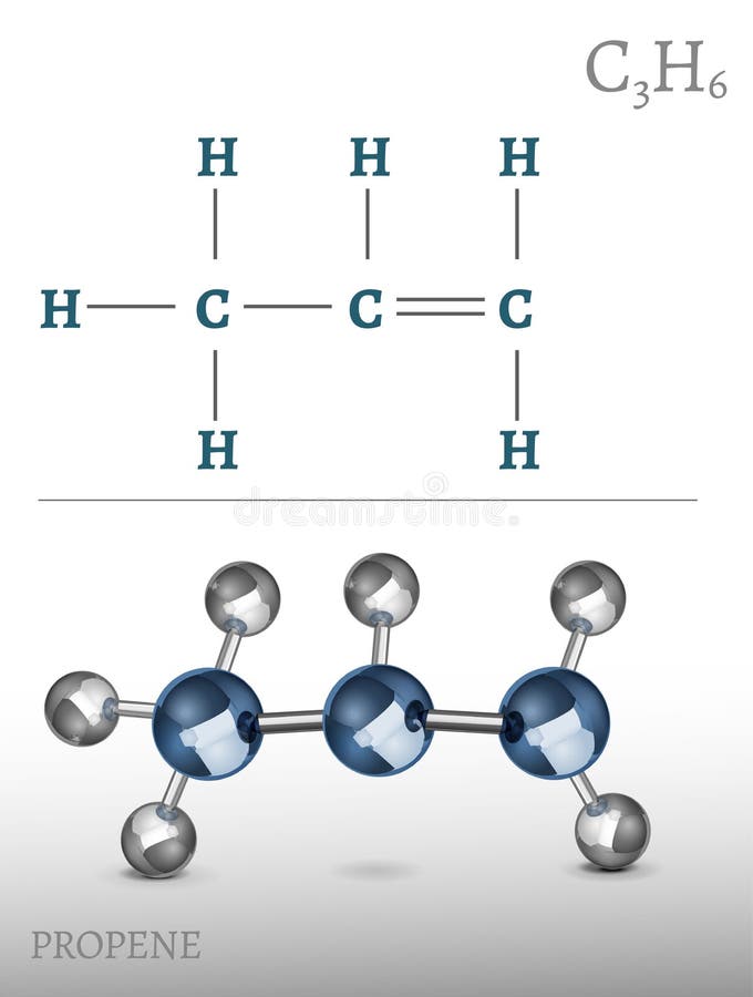Struttura Molecolare Del Propene (propilene) Su Fondo Bianco ...