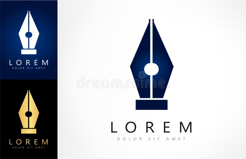 Logo O Icona Nero Del Primo Piano Della Penna Stilografica ...