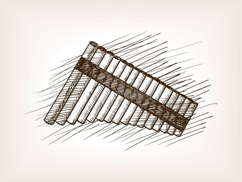 Vettore Disegnato a Mano Di Schizzo Della Flauto Di Pan Illustrazione ...
