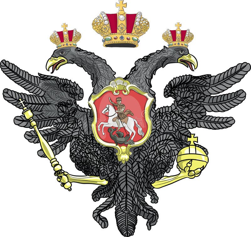 Aquila Dalla Testa Doppio Della Stemma Russa Simbolo Di Rus Imperiale ...