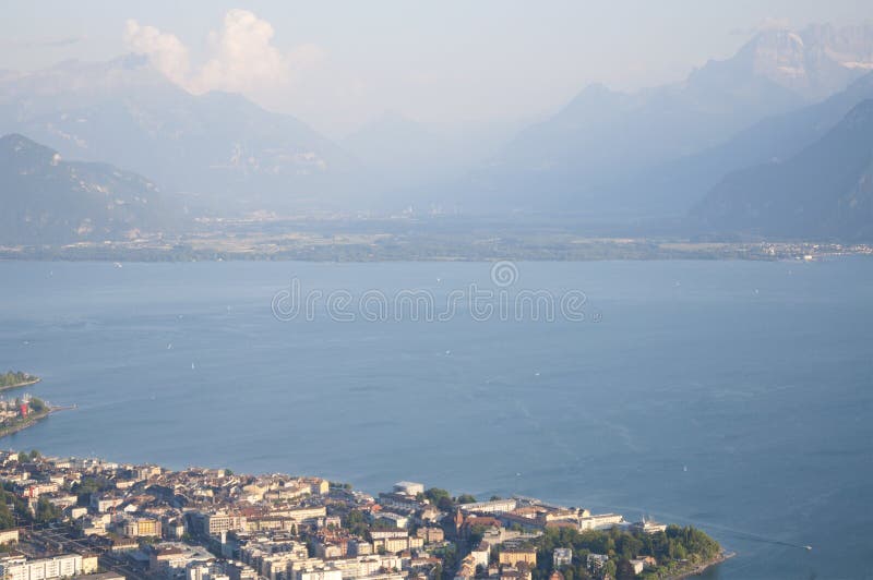 Vevey by Lake Geneva in the Summer Stock Photo - Image of flora ...