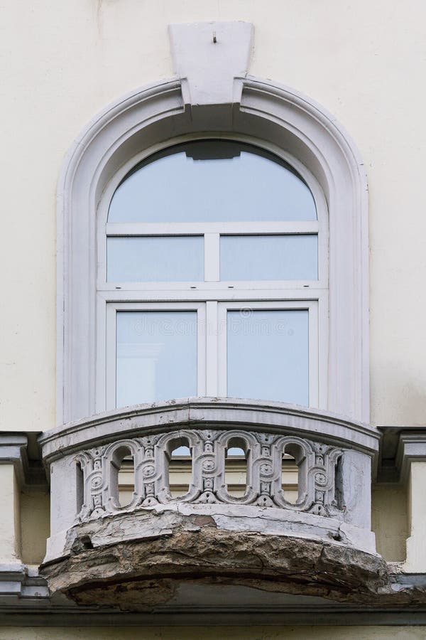 Vew Plastic Window and an Old Vintage Balcony Stock Photo - Image of ...