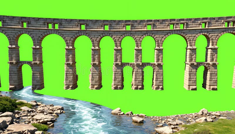 Ancient Roman Aqueduct VFX Film Setting Green Screen Stock Illustration ...