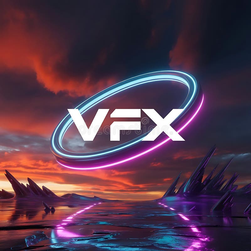 Vfx Logo Over a Neon Landscape with a Ring and a Dramatic Sky at ...