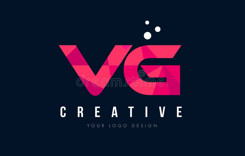 VG V G Letter Logo with Purple Low Poly Pink Triangles Concept Stock ...