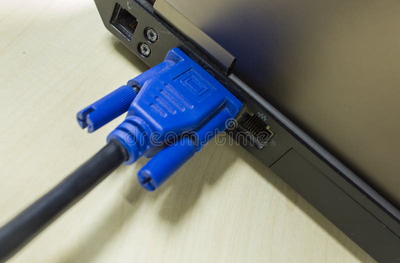 VGA Cable Connected To Laptop Stock Photo - Image of extension, adapter ...