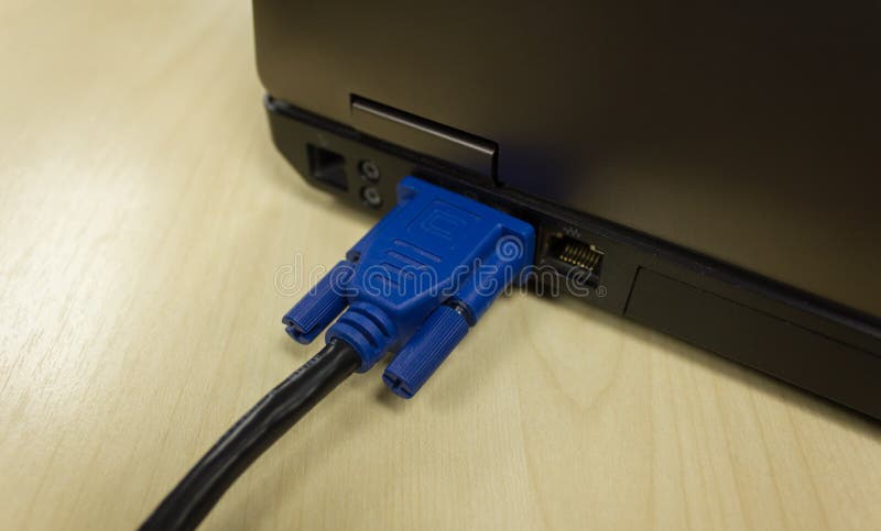VGA Cable Connected To Laptop Stock Photo - Image of extension, adapter ...
