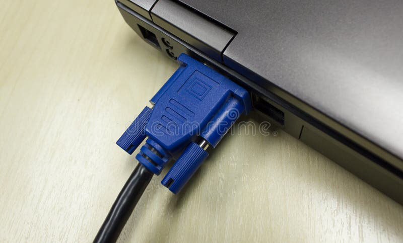 VGA Cable Connected To Laptop Stock Image - Image of metal, cable: 45795181