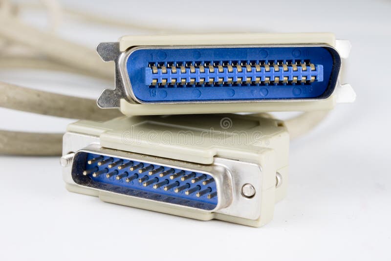 Old Computer Cables Used To Connect Peripheral Devices. Plugs and ...