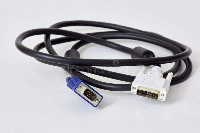 VGA DVI cable on white stock image. Image of graphic - 319014149