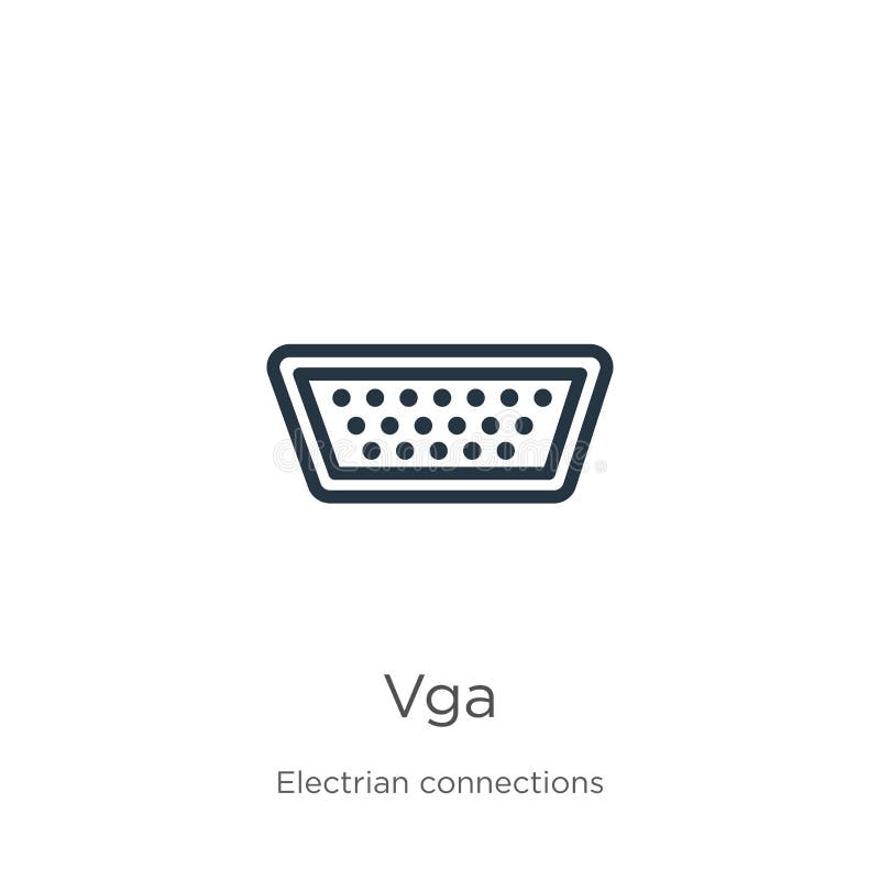 Vga Icon. Thin Linear Vga Outline Icon Isolated on White Background ...