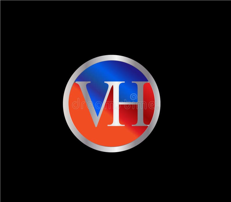 VH Initial Circle Shape Red Blue Silver Color Later Logo Design Stock ...