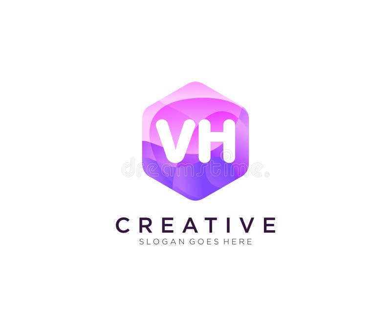 VH Initial Logo with Colorful Hexagon Modern Business Alphabet Logo ...