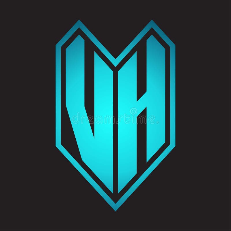 VH Logo Monogram with Emblem Line Style Isolated on Blue Gradient ...