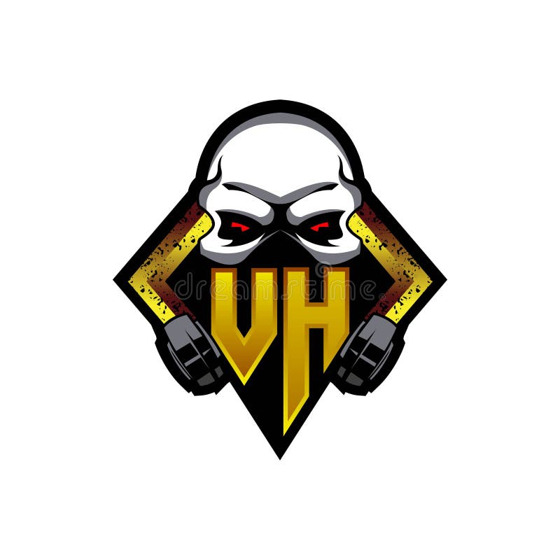 VH Logo Monogram with Skull Shape Designs Template Stock Vector ...