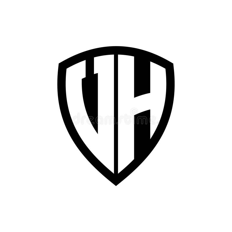 VH Monogram Logo with Bold Letters Shield Shape with Black and White ...