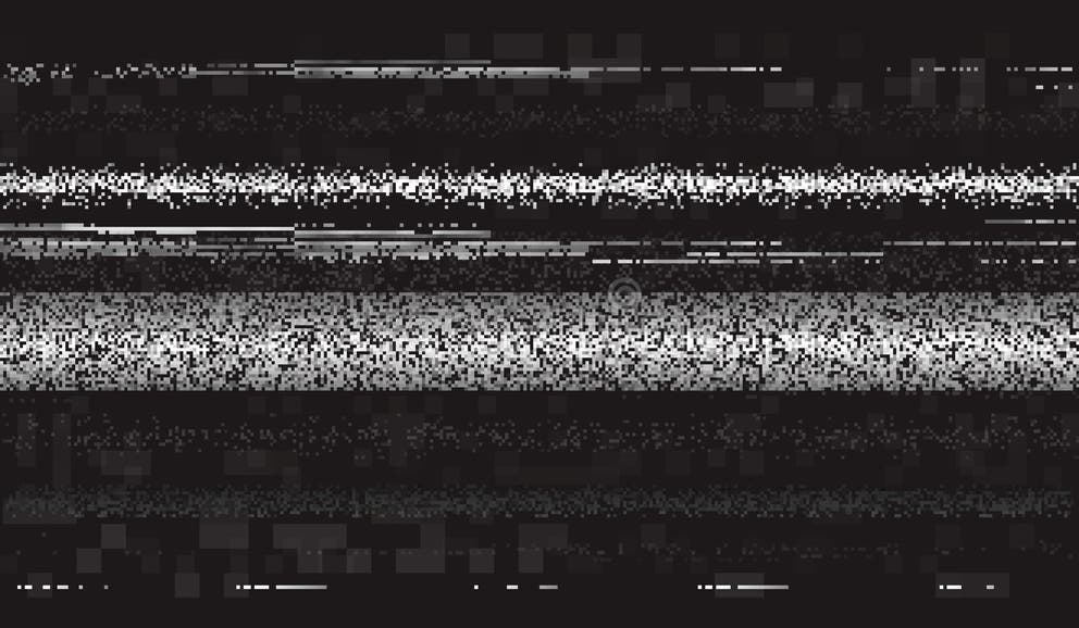 VHS Effect, Black and White Monochrome Glitch Vector Background, Abstract Digital Pixel Noisy ...