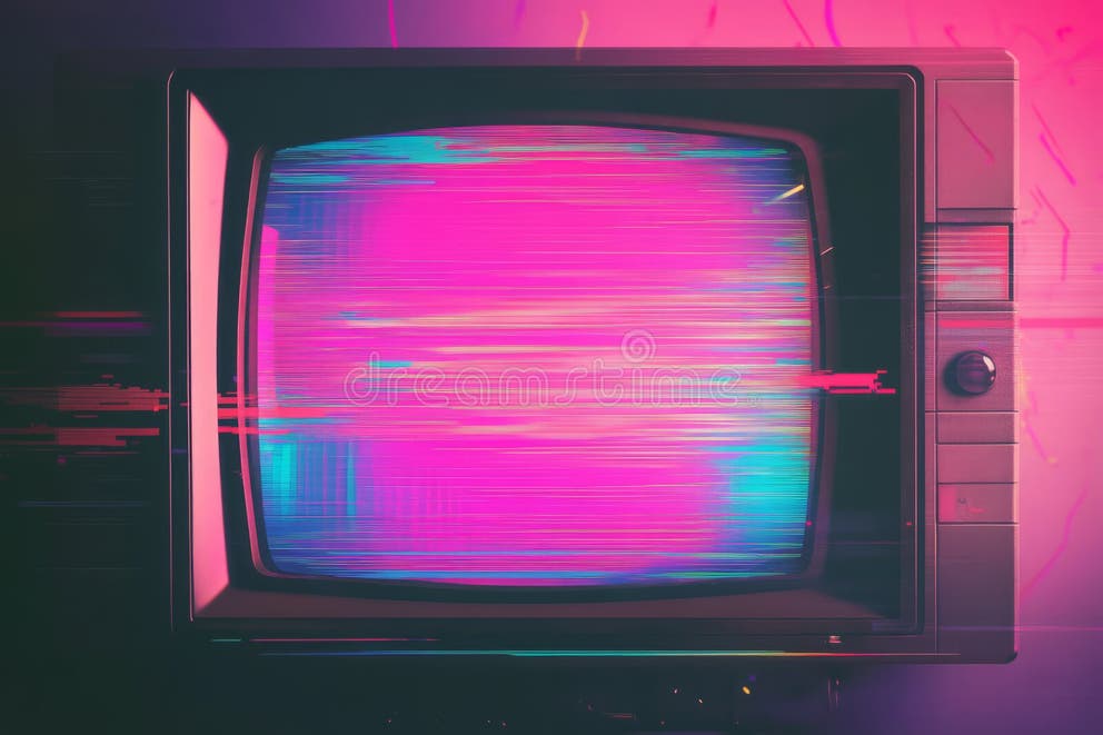 A VHS Glitch-inspired Background with Distorted Static, Neon ...