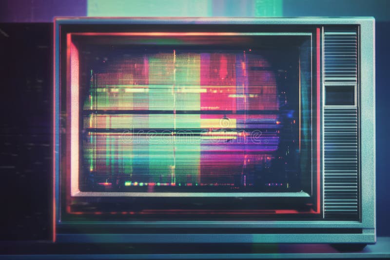 A VHS Glitch-inspired Background with Distorted Static, Neon ...