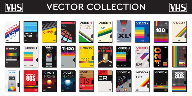 VHS Vector Collection. Pack of Abstract Covers from 70s, 80s and 90s ...