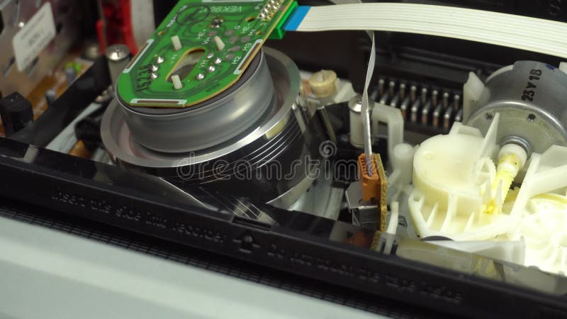 Macro VHS Playhead with Tape Wrapping Around it and Playing Stock Video ...