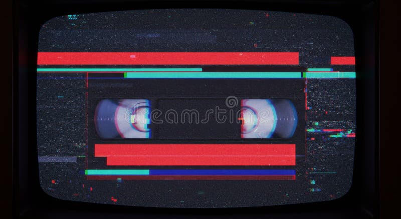 VHS Static Television Screen a Vintage VHS Tape Displayed on a ...