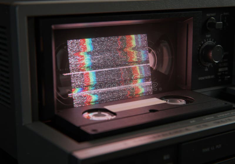 VHS Tape Player with Glitching Screen Stock Illustration - Illustration ...