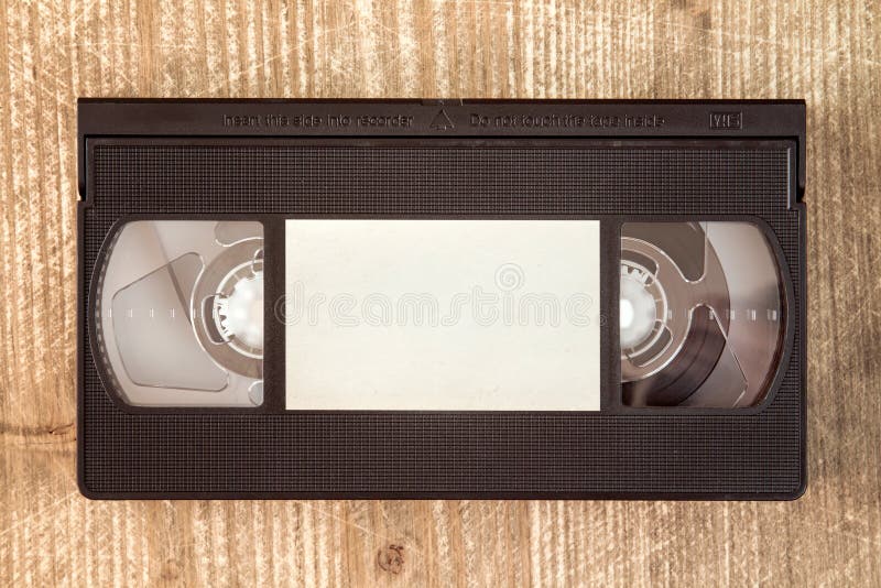 Old Black Vintage Vhs Cassette Tape Front with a Blank Paper Label ...