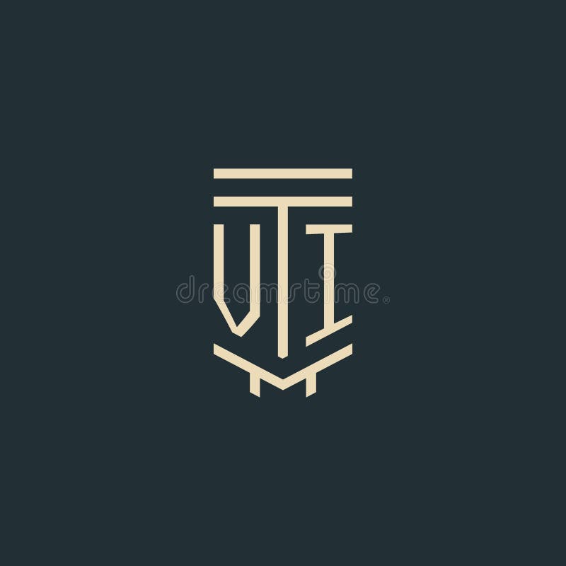 VI Initial Monogram with Simple Line Art Pillar Logo Designs Stock ...