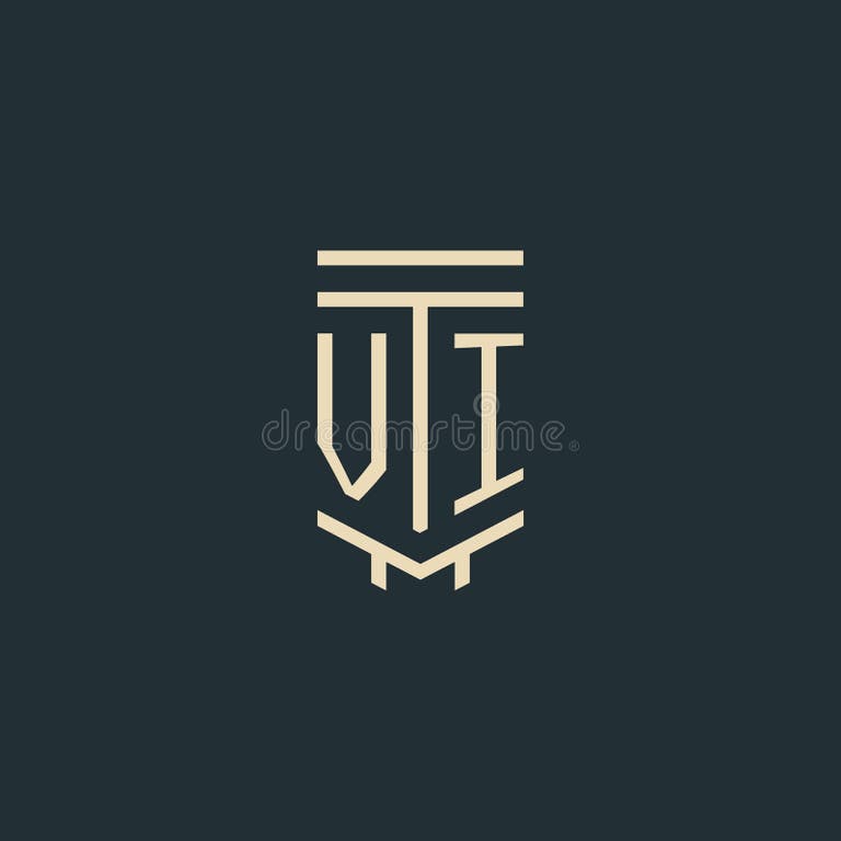 VI Initial Monogram with Simple Line Art Pillar Logo Designs Stock ...