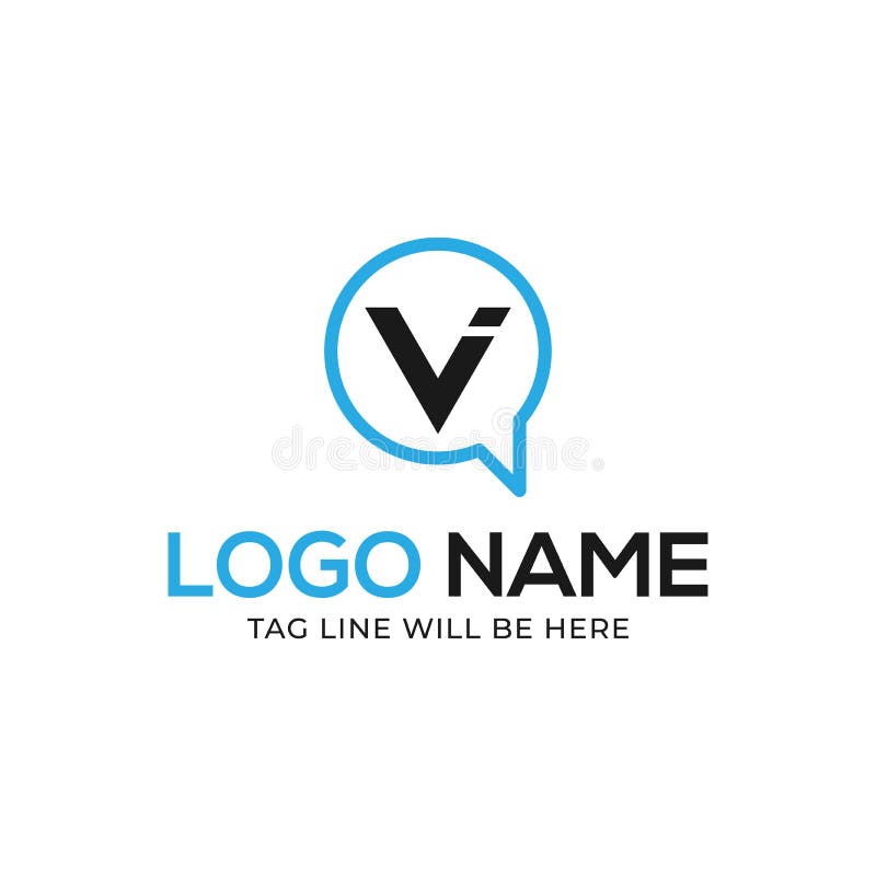 Vi Letter with Chat Icon stock illustration. Illustration of ...