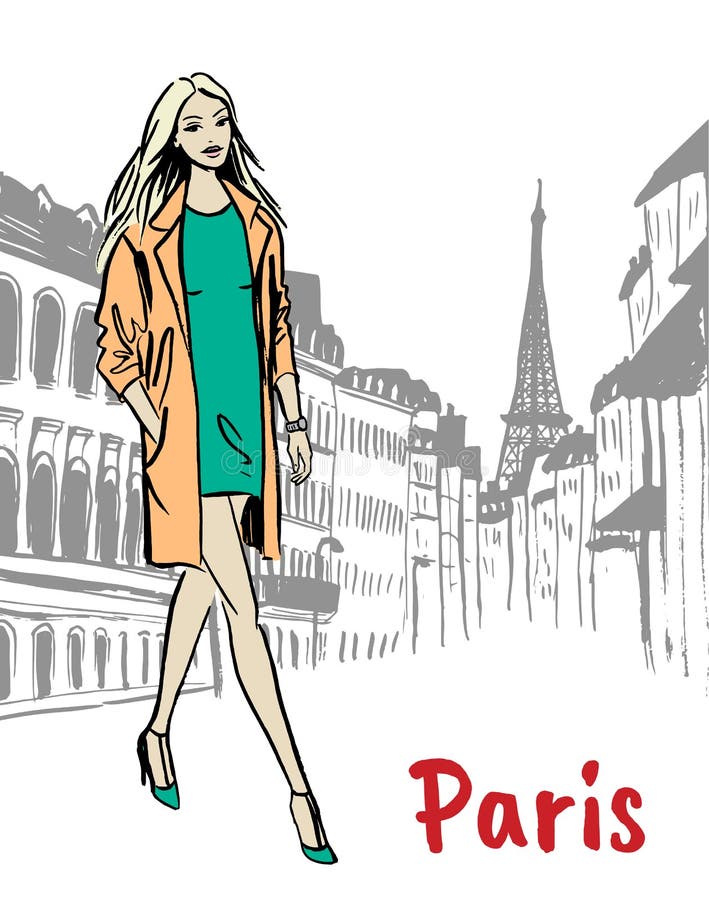 Via di Parigi illustrazione vettoriale. Illustrazione di modo - 118241135