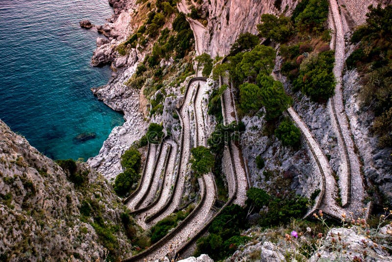 Via Krupp on Capri Island in Italy Stock Photo - Image of amalfi, road ...