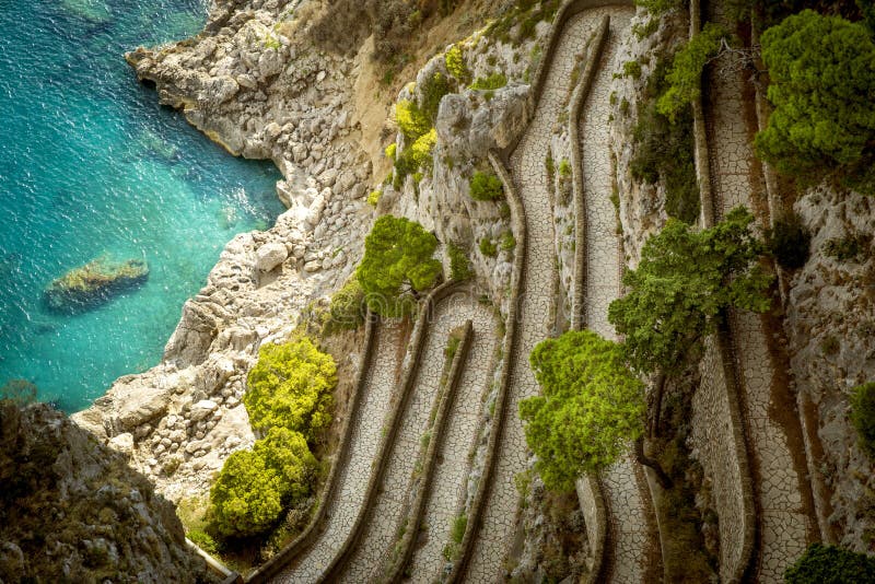 Via Krupp on Capri Island, Italy Stock Image - Image of krupp, road ...