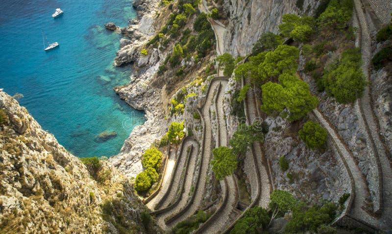 Via Krupp on Capri Island in Italy Stock Image - Image of amalfi, coast ...
