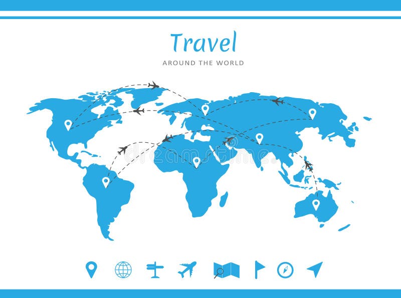 Viajando Pelo Mundo Em Design Plano. Ilustração do Vetor - Ilustração ...
