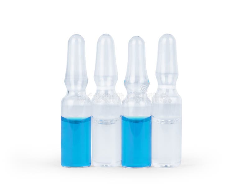 Vial with Blue Solution Isolated on a White Background. Stock Image ...