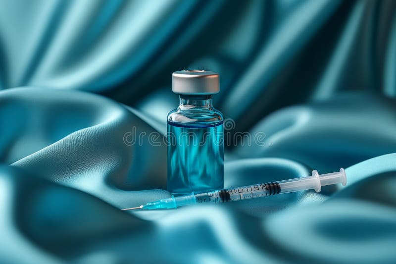 A Vial of Growth Hormone Solution and a Syringe, Displayed on a Soft ...
