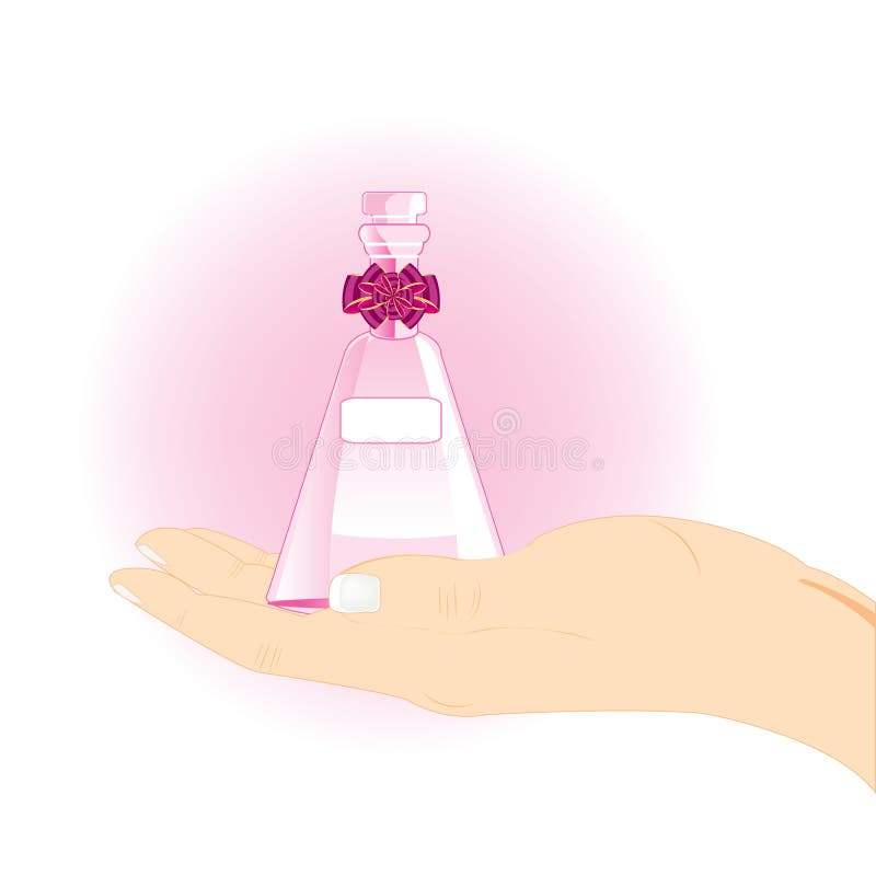 Vial with spirit in hand stock vector. Illustration of gift - 58653548