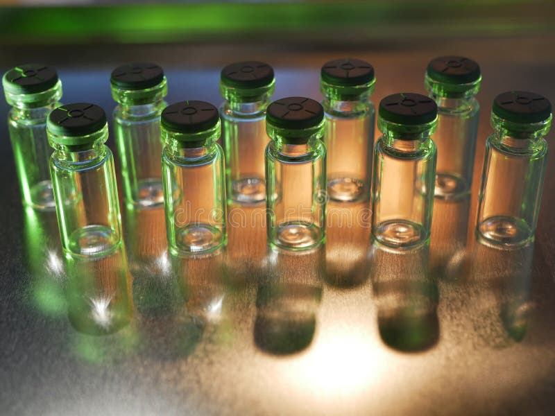 Vials with Green Light Reflections Stock Photo - Image of drugs ...