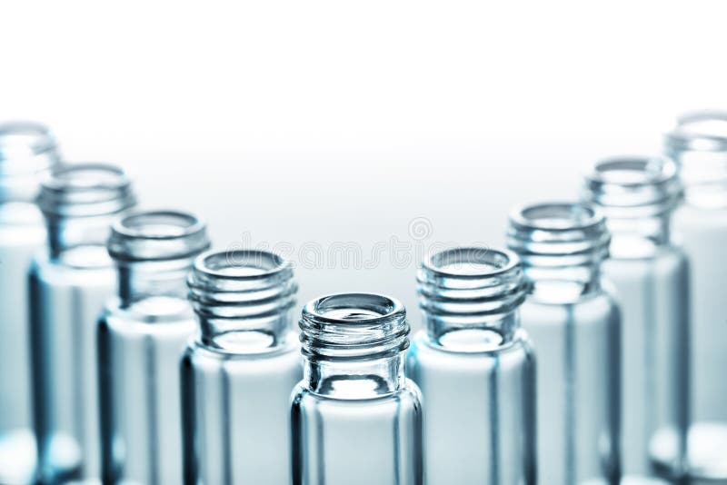 Vials for the Biological Sample on a White Background Aligned with V ...